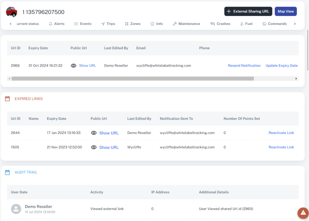 Web App - WhiteLabel Tracking